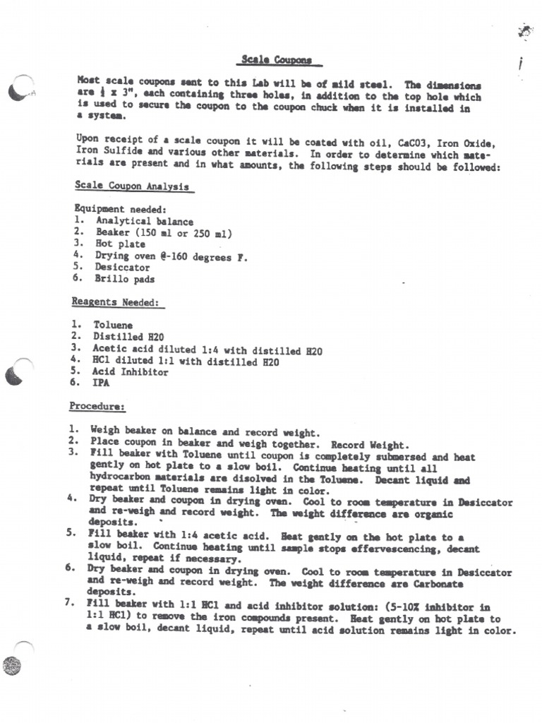 Scale Coupon Test Method | PDF