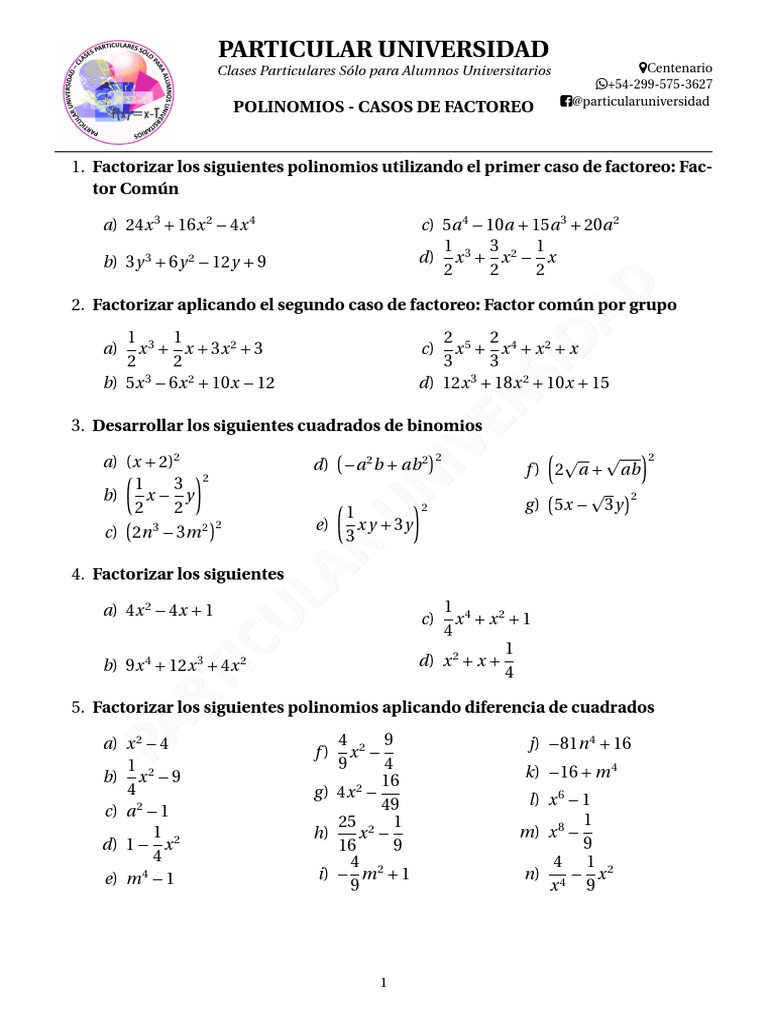 Examen Casos de Factoreo | PDF | Factorización | Álgebra