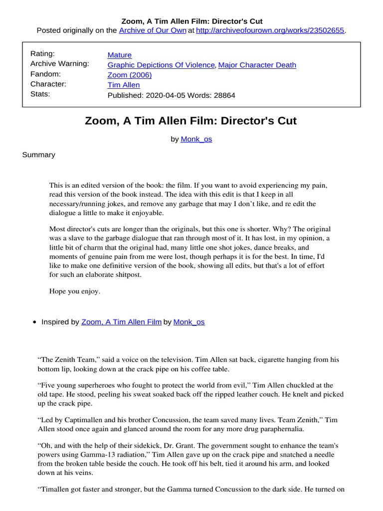 Zoom A Tim Allen Film | PDF