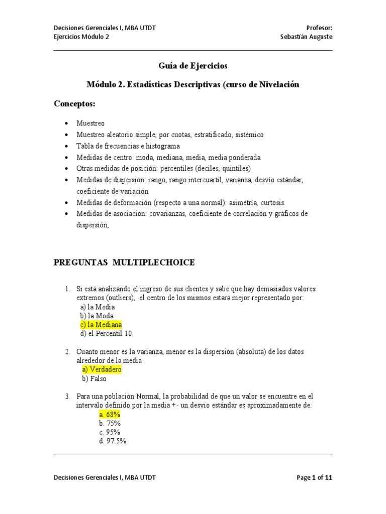 Ejercicios M2 | PDF | Media | Desviación Estándar