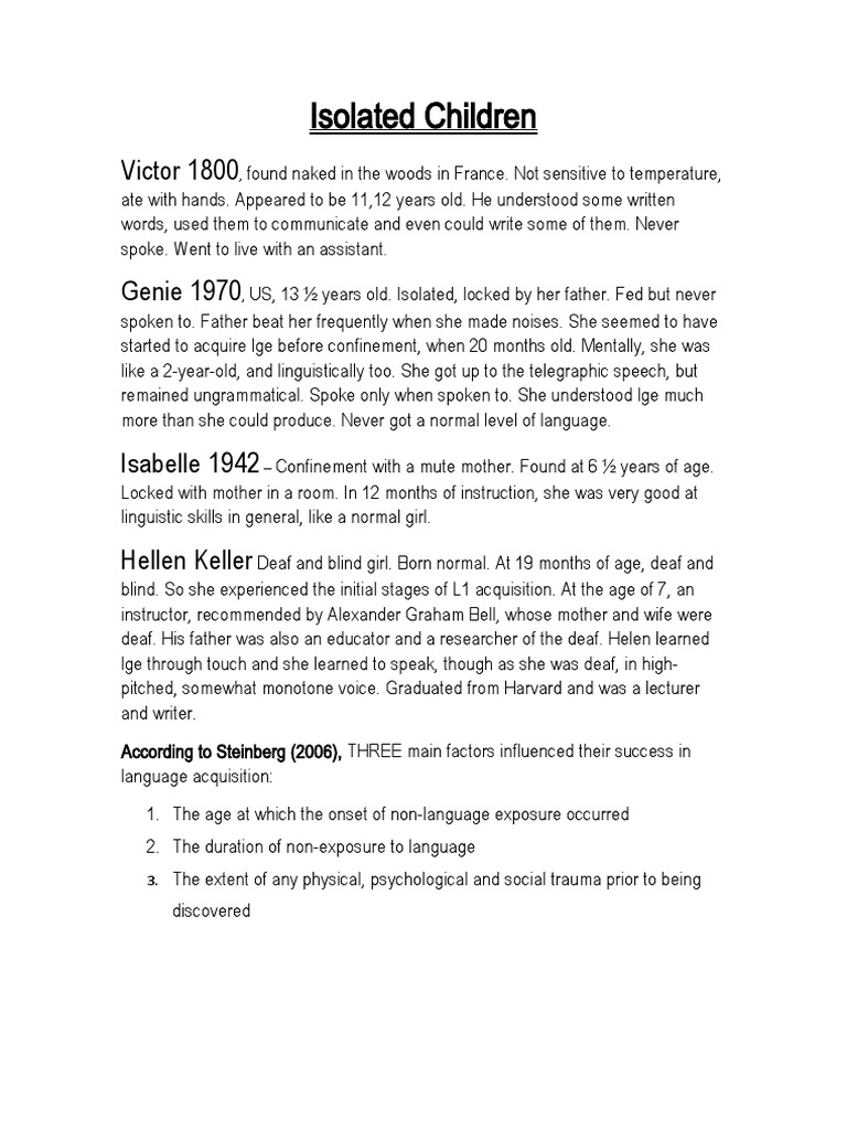 Isolated Children | PDF