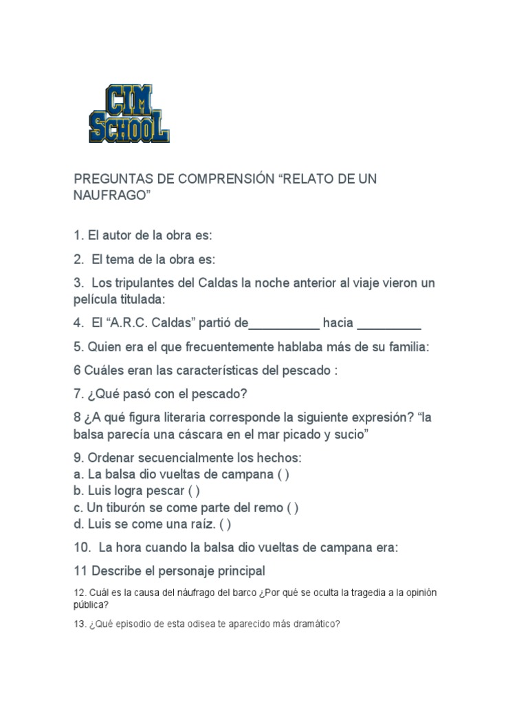 Taller Relato de Un Naufrago | PDF
