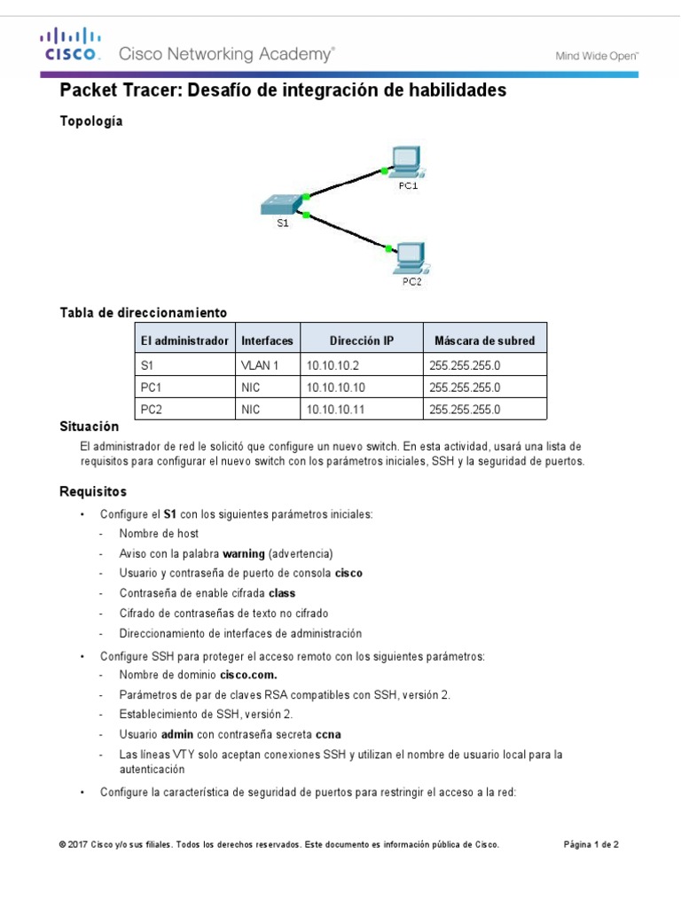 5.3.1.2 Packet Tracer - Skills Integration Challenge Instructions | PDF