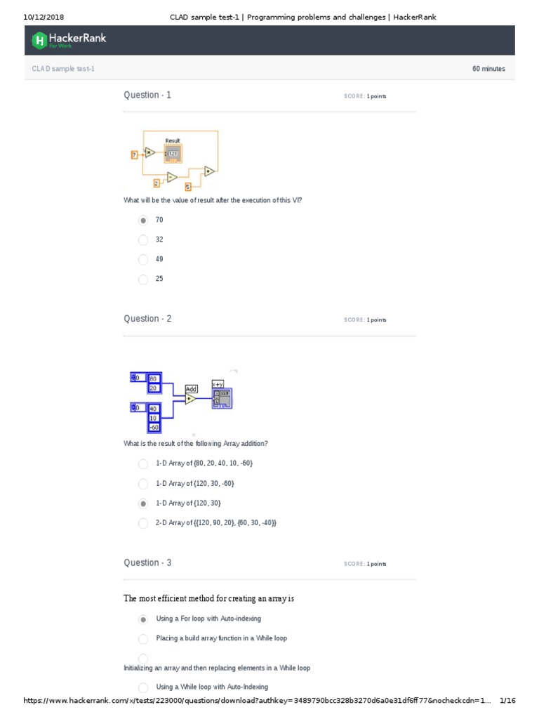 Question - 1: CLAD Sample Test-1 | PDF | Control Flow | Array Data ...