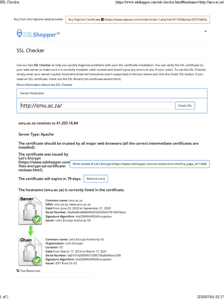 SSL Checker | PDF | Transport Layer Security | Web Server