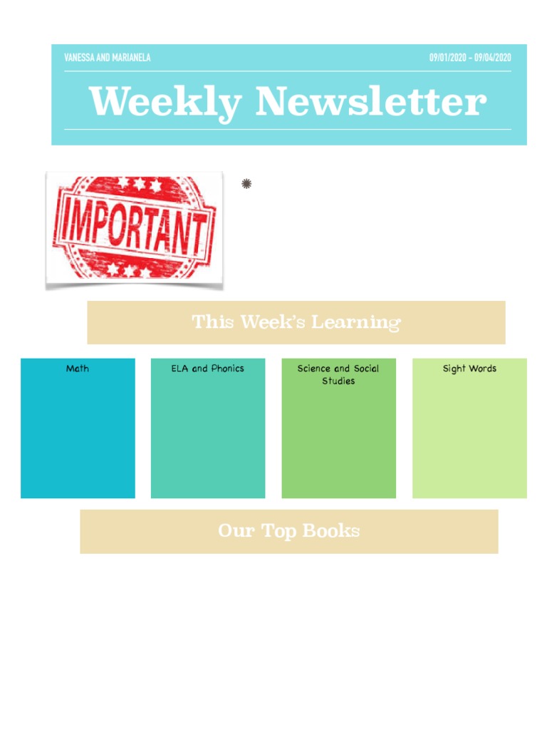 Weekly Newsletter | PDF | Social Science | Language Arts & Discipline