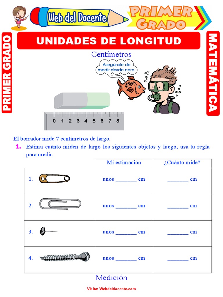 Hojas De Trabajo De Medición Para Primer Grado 10 Hojas De Trabajo