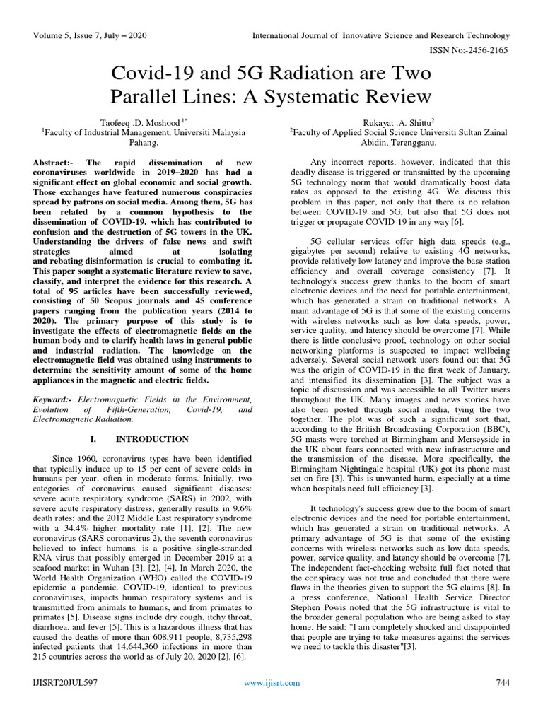 Covid-19 and 5G Radiation Are Two Parallel Lines A Systematic Review ...