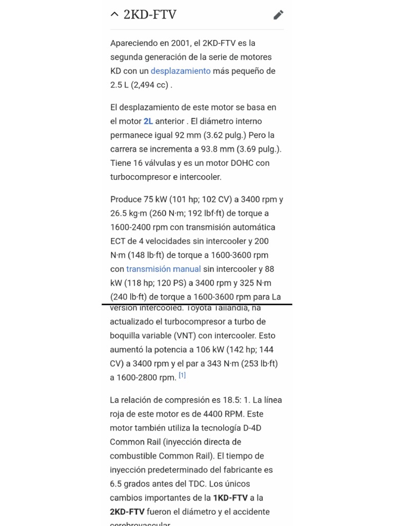 Specs 2KD-FTV Engine Toyota | PDF