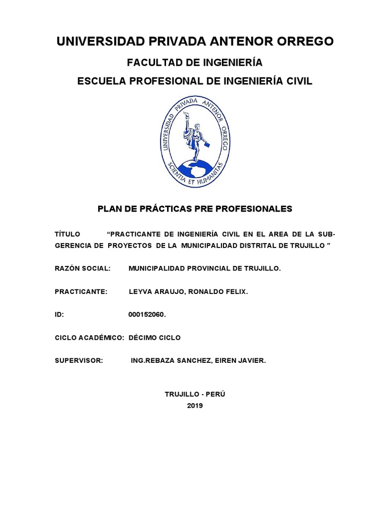 Modelo de Plan de Practicas | PDF | Ingeniero civil | Ingeniería