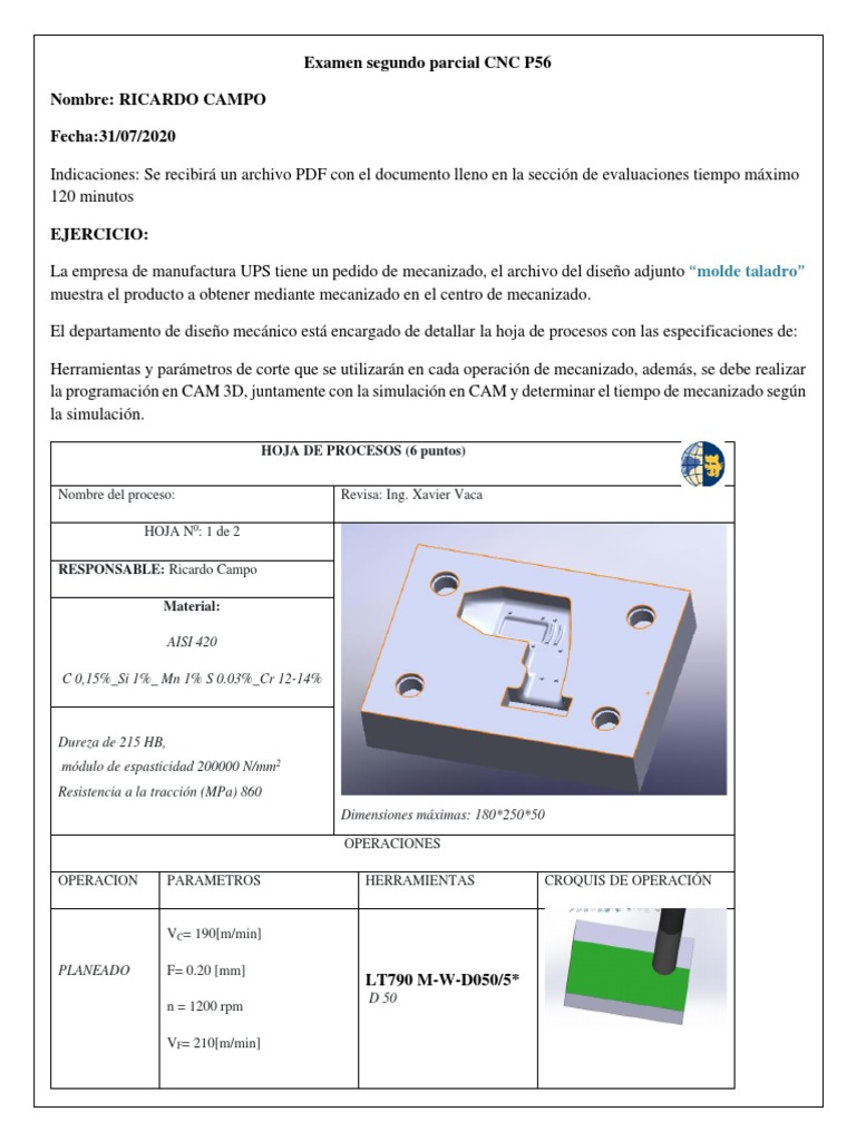 Examen CNC PDF | PDF | Perforar | Procesos industriales