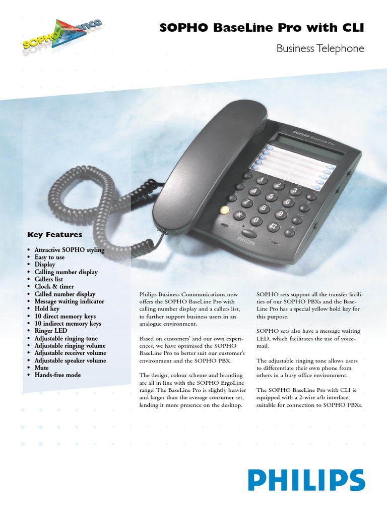 Sopho Baseline Pro With Cli: Business Telephone | PDF | Telephone ...