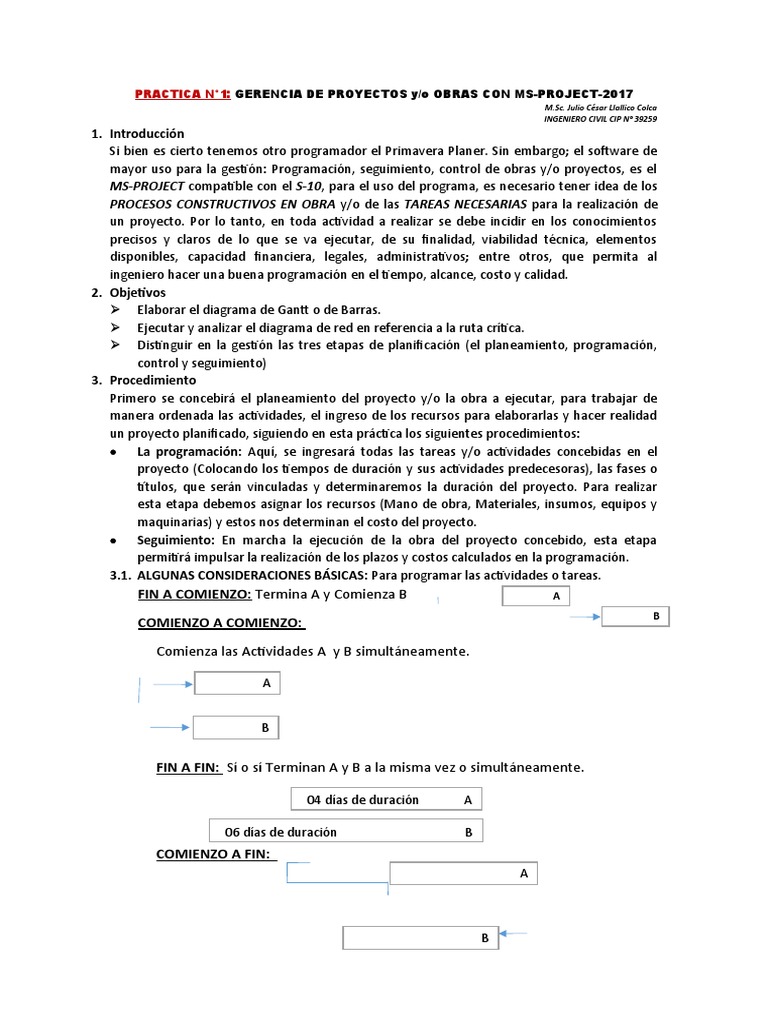 Practica N 1 MS Project | PDF | Planificación | Programación de computadoras