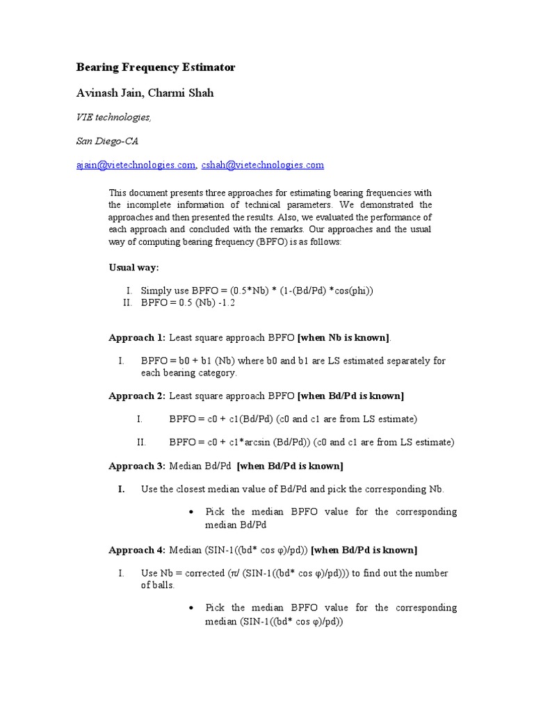 Bearing Frequency Estimator | PDF | Bearing (Mechanical) | Regression ...