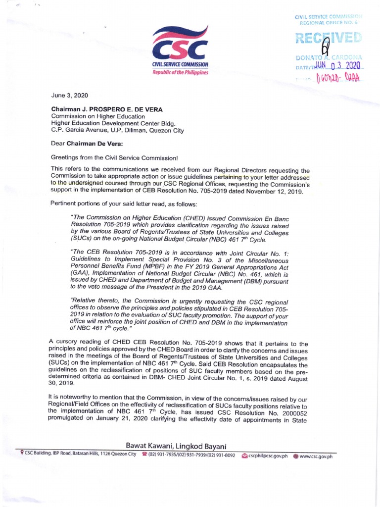 CSC Letter To CHED Re Effectivity of SUC Appointments | PDF | Business