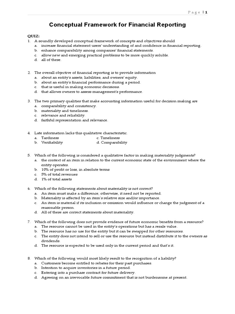 A Conceptual Framework for Financial Reporting: Key Principles and the ...
