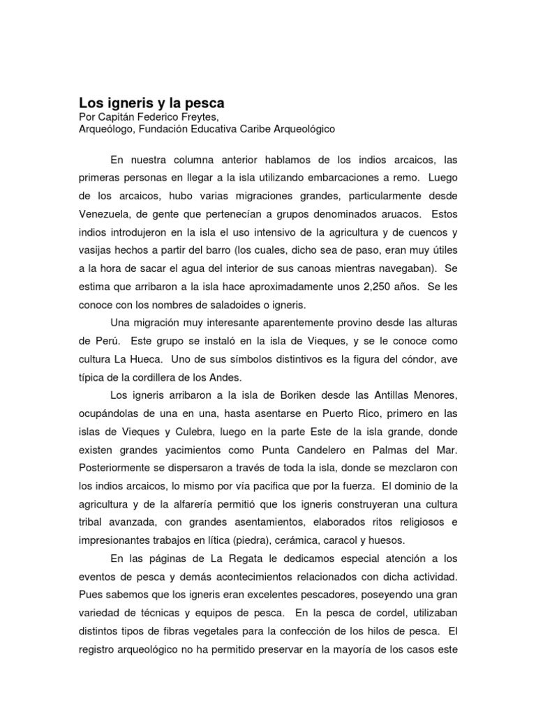 Los Igneris y La Pesca | PDF | Arqueología | Puerto Rico