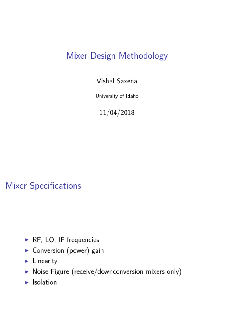 Mixer Design PDF | PDF | Cmos | Electronic Filter