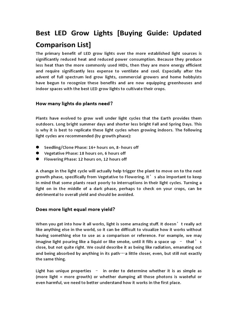 Best LED Grow Lights (Buying Guide: Updated Comparison List) | PDF ...