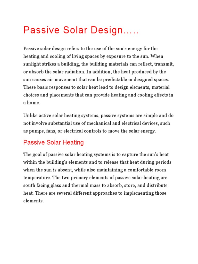 Passive Solar Design | PDF | Solar Energy | Transport Phenomena