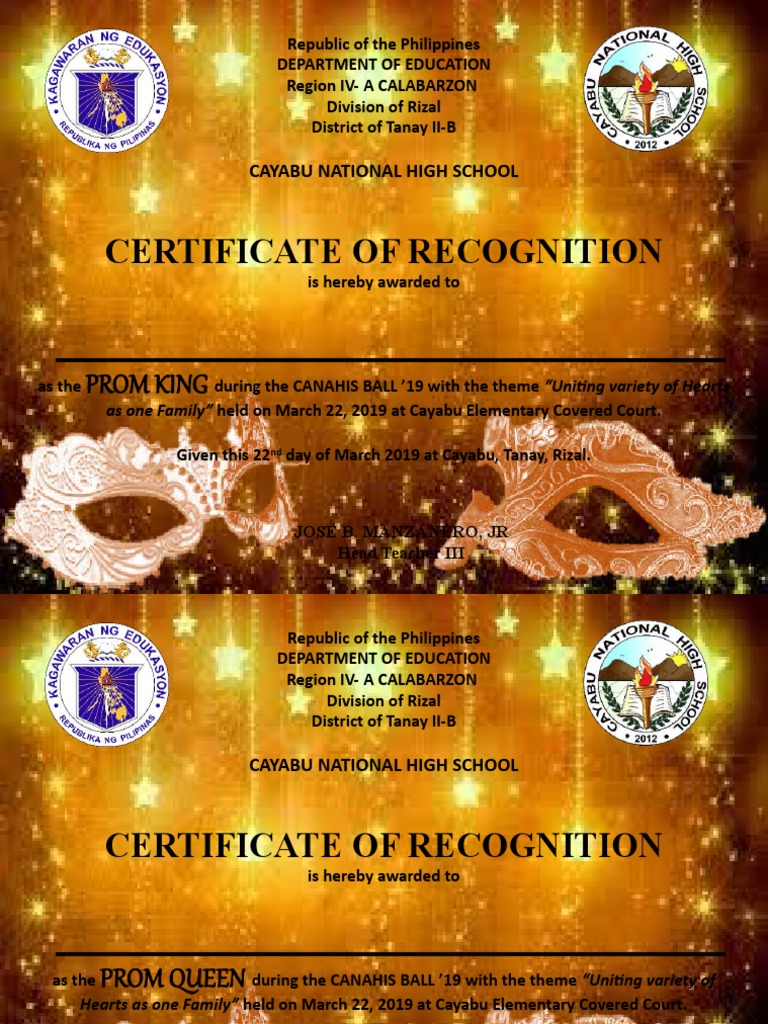 Cayabu High School prom awards | PDF | Philippines | Schools