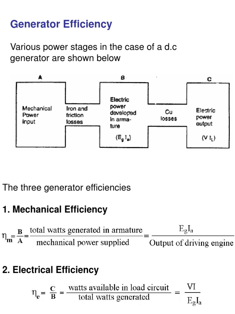 DC Generator Mechanical Efficiency Explained | PDF | Electric Generator ...