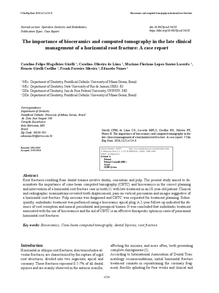 BIO C Repair With For Horizontal Root Fracture PDF | PDF | Ct Scan ...