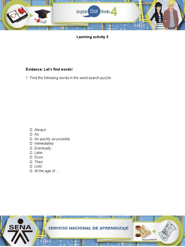Learning Activity 3: 1. Find The Following Words in The Word Search ...
