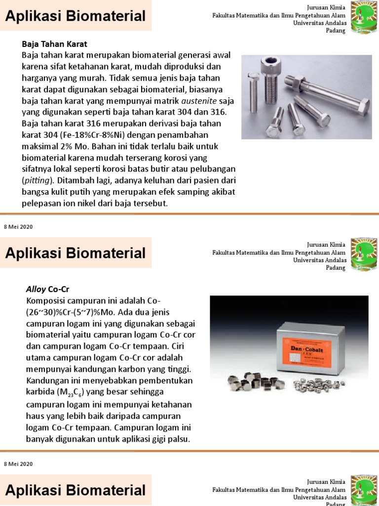 Aplikasi Baja dan Titanium sebagai Biomaterial | PDF