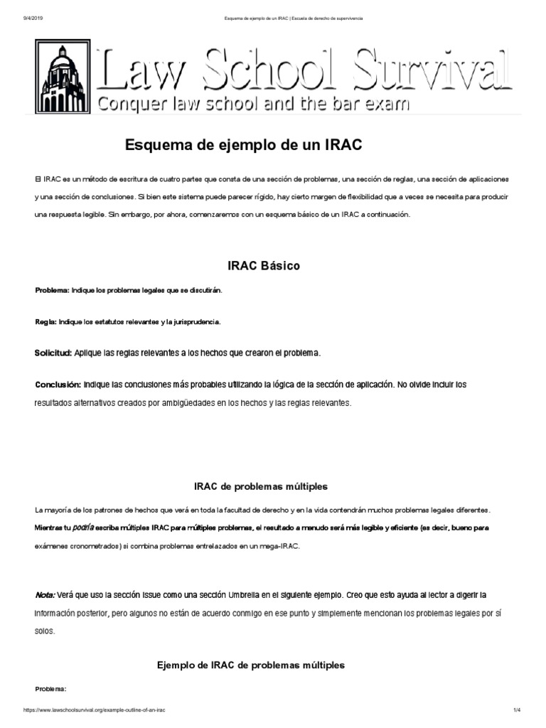 Example Outline of An IRAC - Law School Survival - En.es | PDF ...