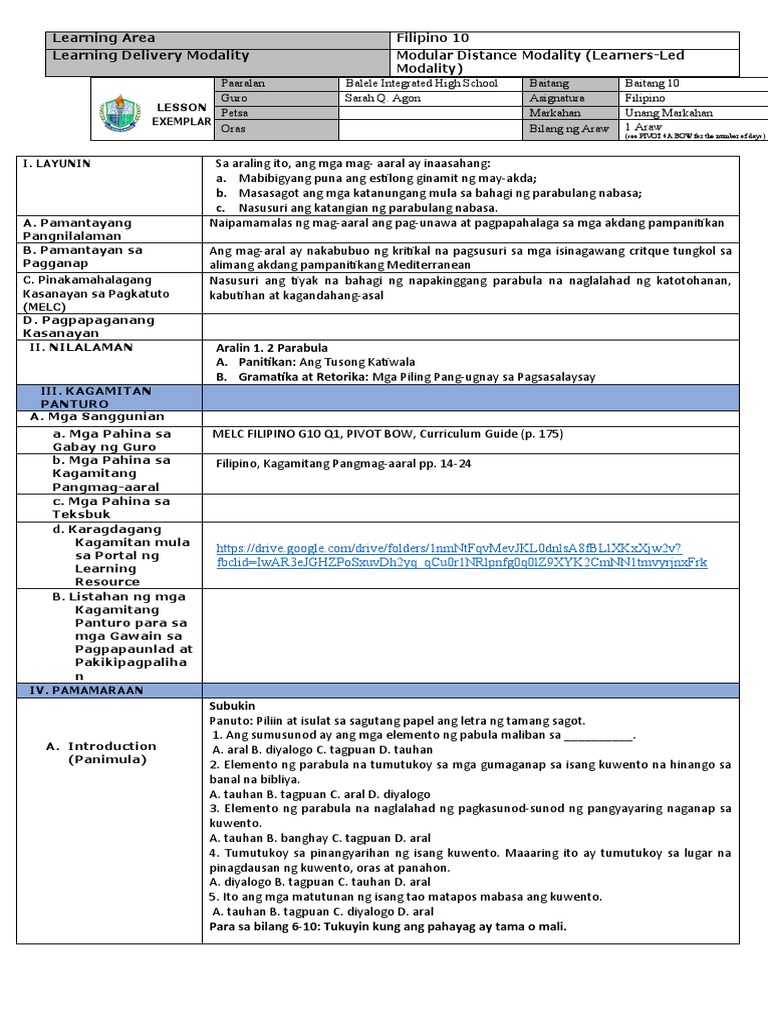 Exemplar Format Day 7 Q1 | PDF