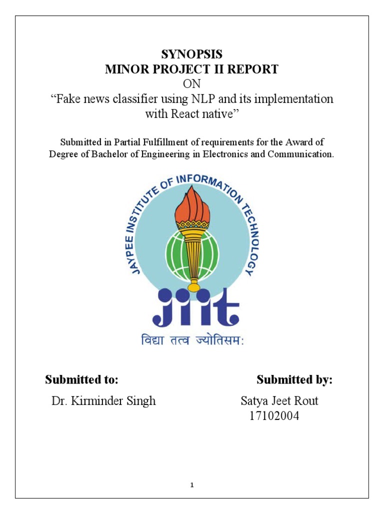 Synopsis Minor Project-2 | PDF | Machine Learning | Statistical ...