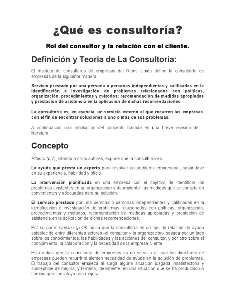 Qué Es Consultoría | PDF | Consultor | Cliente