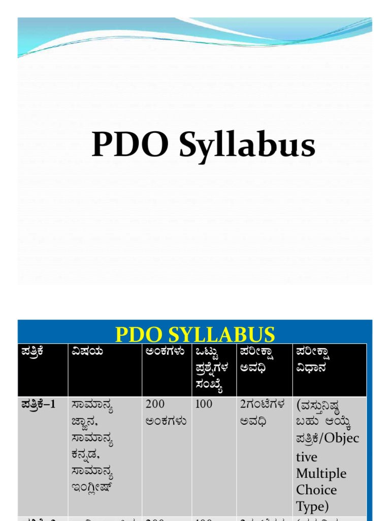 PDO Syllabus PDO Syllabus | PDF