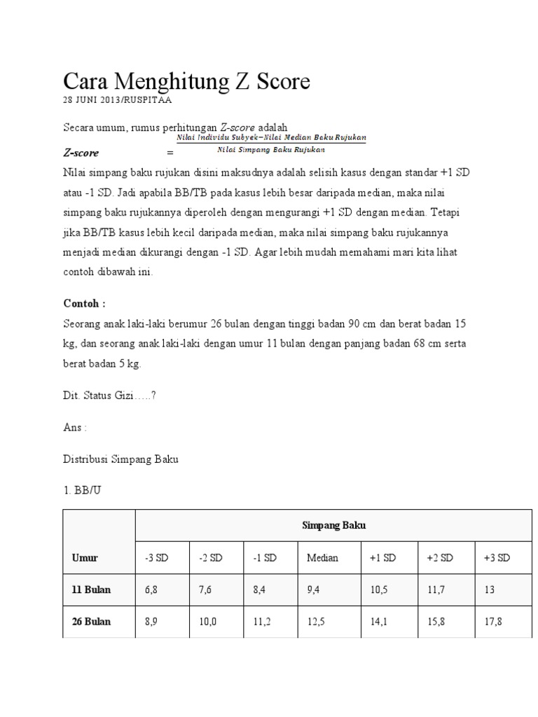Cara Menghitung Z SCORE | PDF