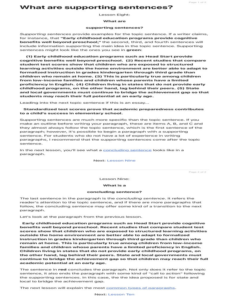 What Are Supporting Sentences?: Supporting Sentences Provide Examples ...