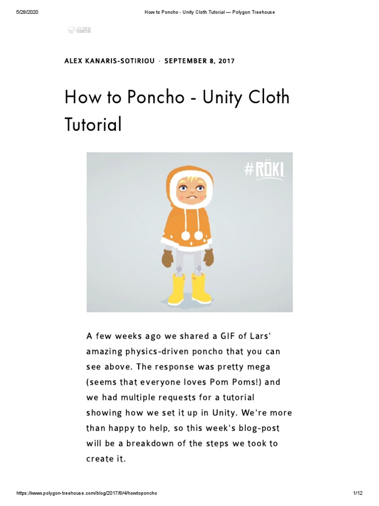 How To Cloth Physics Poncho Unity Cloth Tutorial Polygon Treehouse
