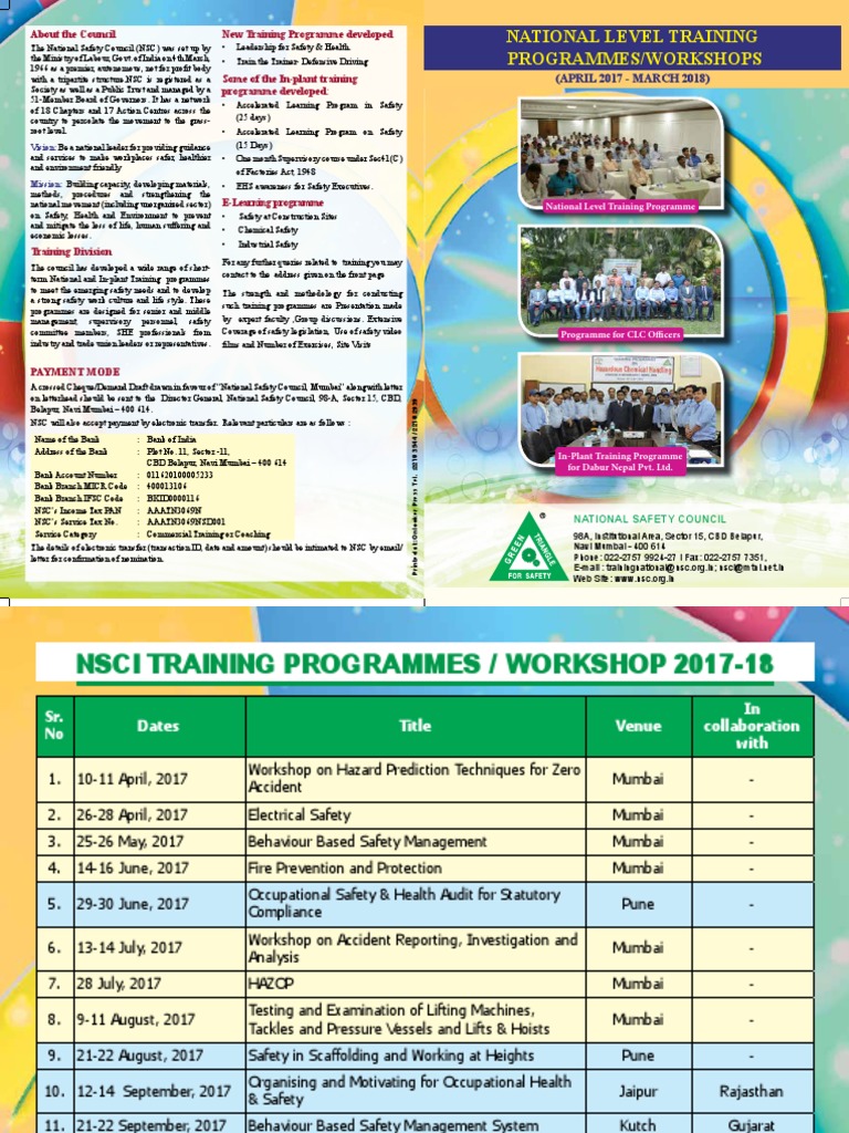 National Level Training Programmes/Workshops: (APRIL 2017 - MARCH 2018 ...