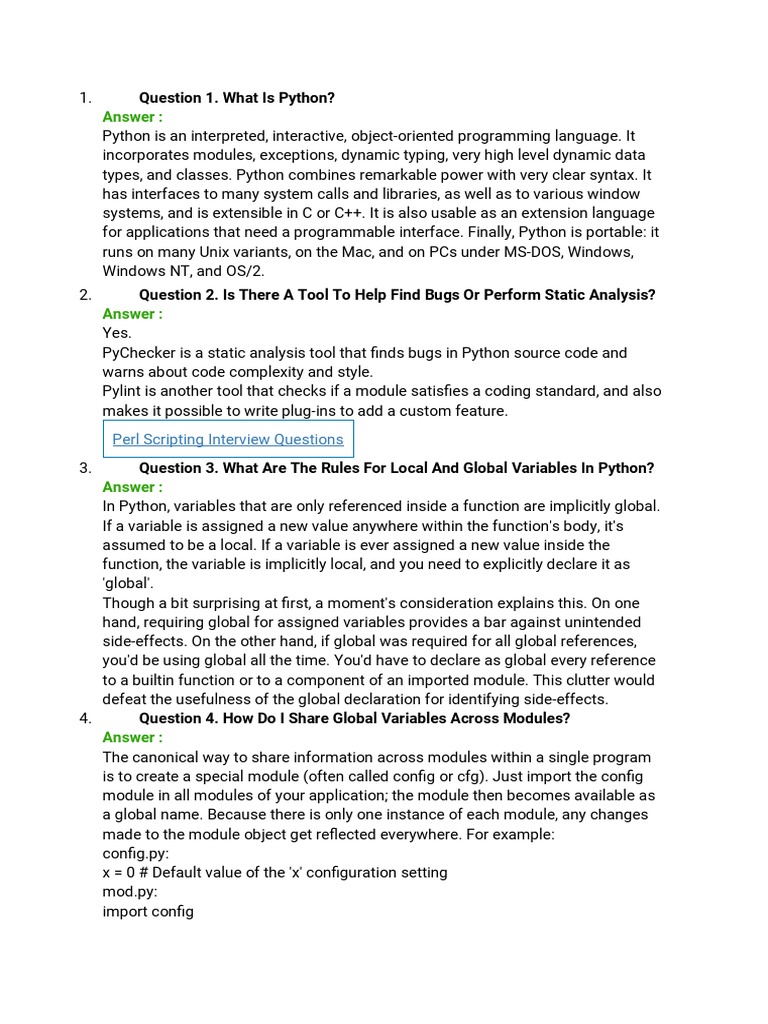 Python Interview Questions 1 | Download Free PDF | Python (Programming Language) | Class ...