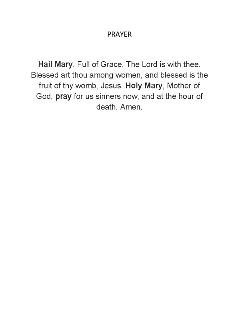 Hail Mary Prayer Text | PDF