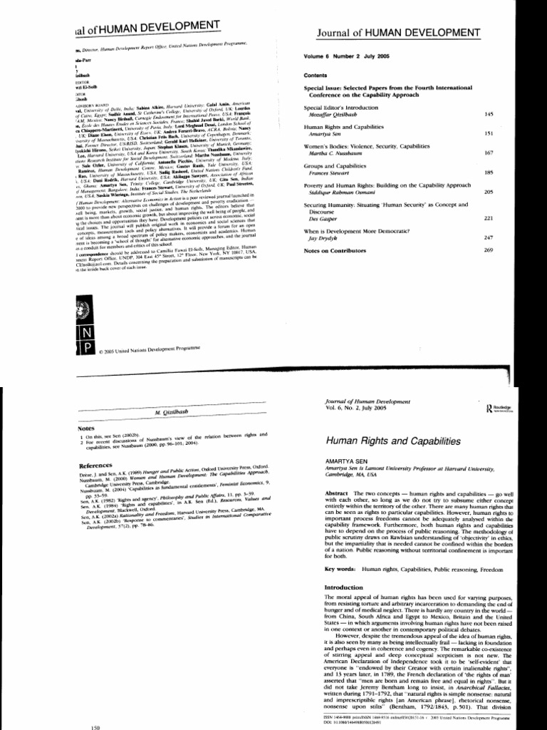 SEN Derechos Humanos | PDF | John Rawls | Reason