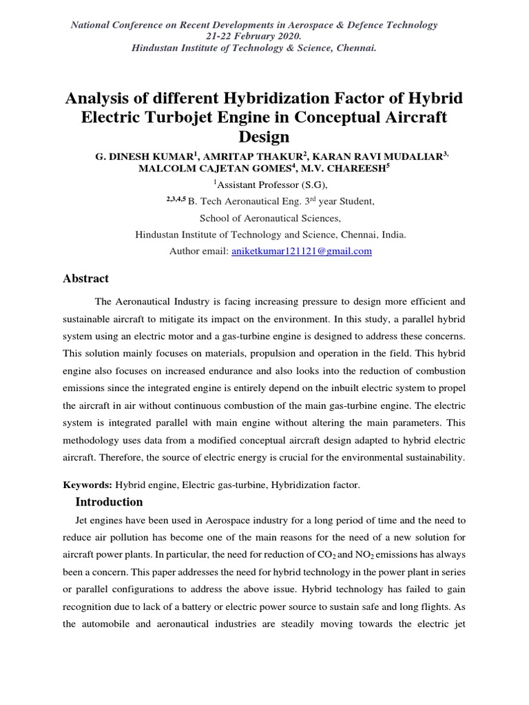 Analysis of Different Hybridization Factor of Hybrid Electric Turbojet ...