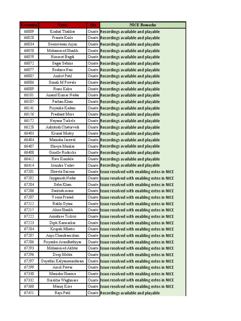 Nice Recording Status | PDF