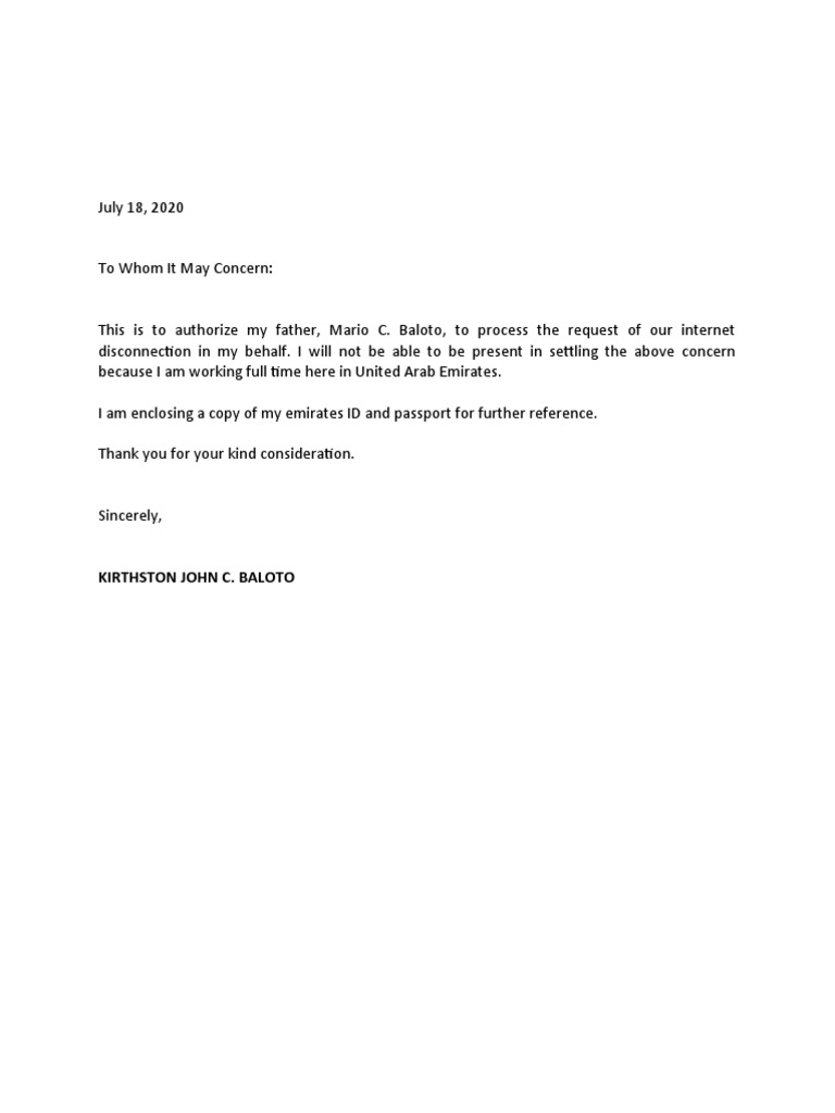 Authorization Letter PLDT | PDF