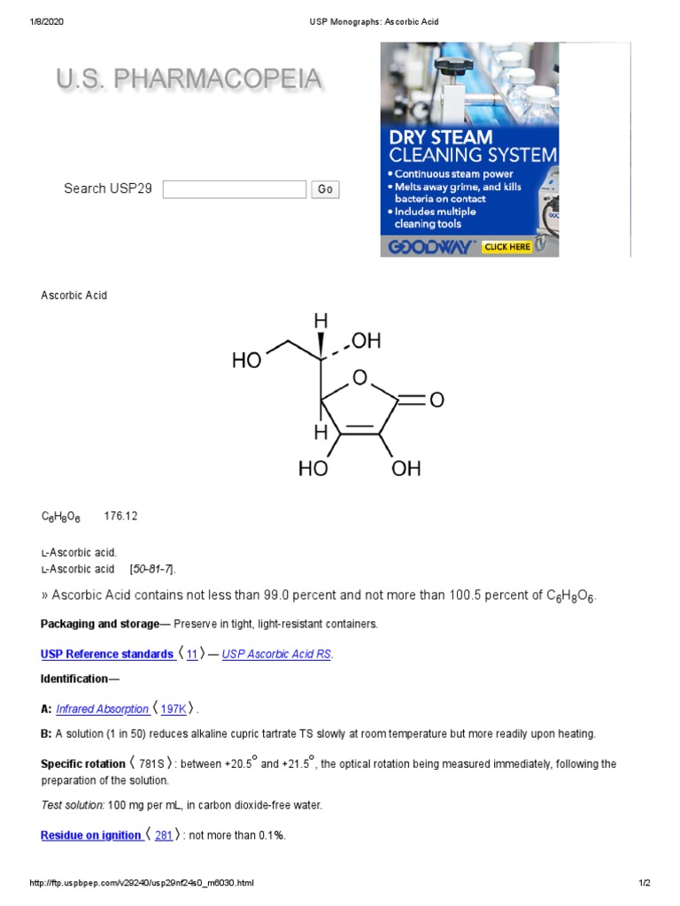 USP Monographs - Ascorbic Acid | PDF
