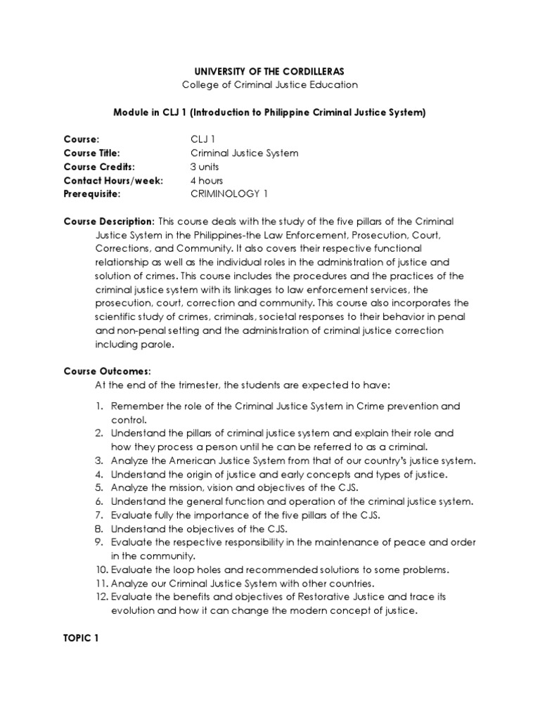 CLJ 1 Moduledocx | PDF | Prosecutor | Plea