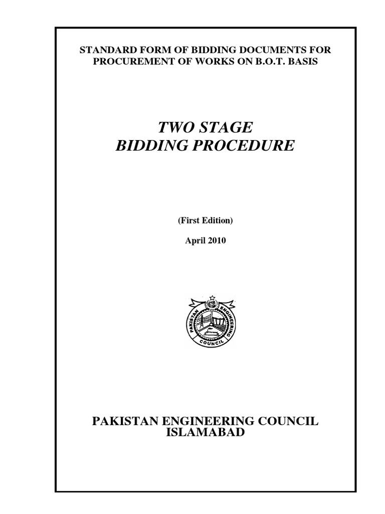 Two Stage Bidding Procedure: Standard Form of Bidding Documents For Procurement of Works On B.O ...