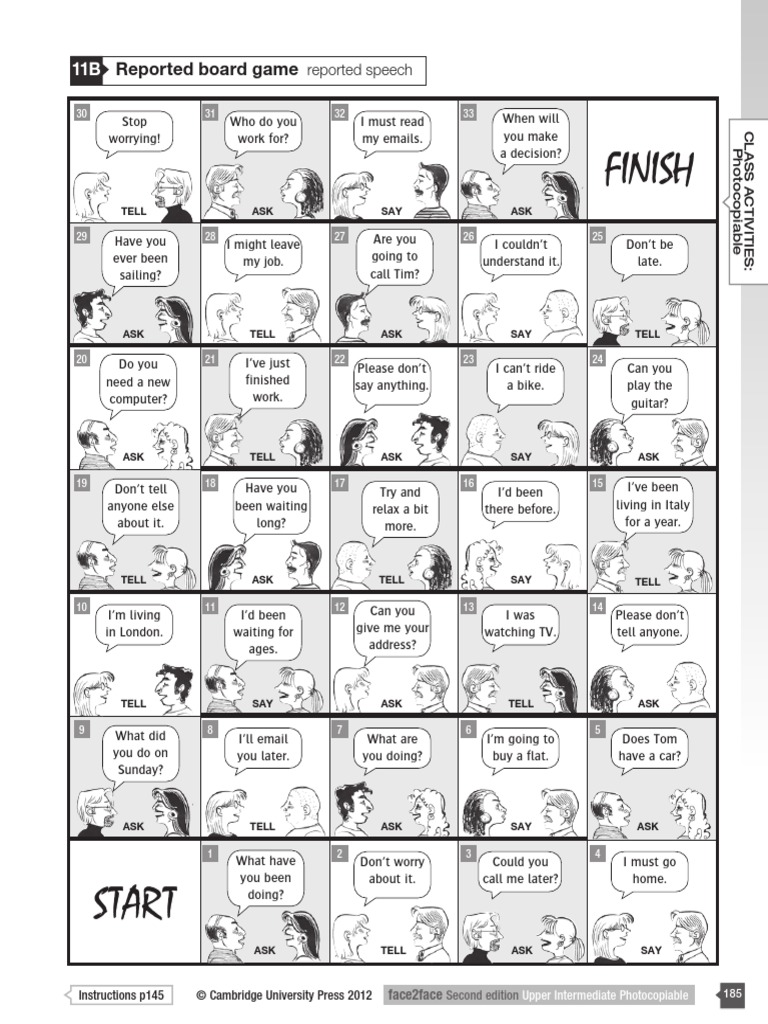 Unit 11. Class Activity 11B Reported Board Game PDF | PDF