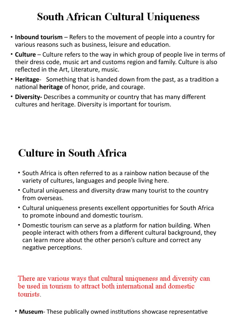 South African Cultural Uniqueness1 | PDF | Tourism | Multiculturalism