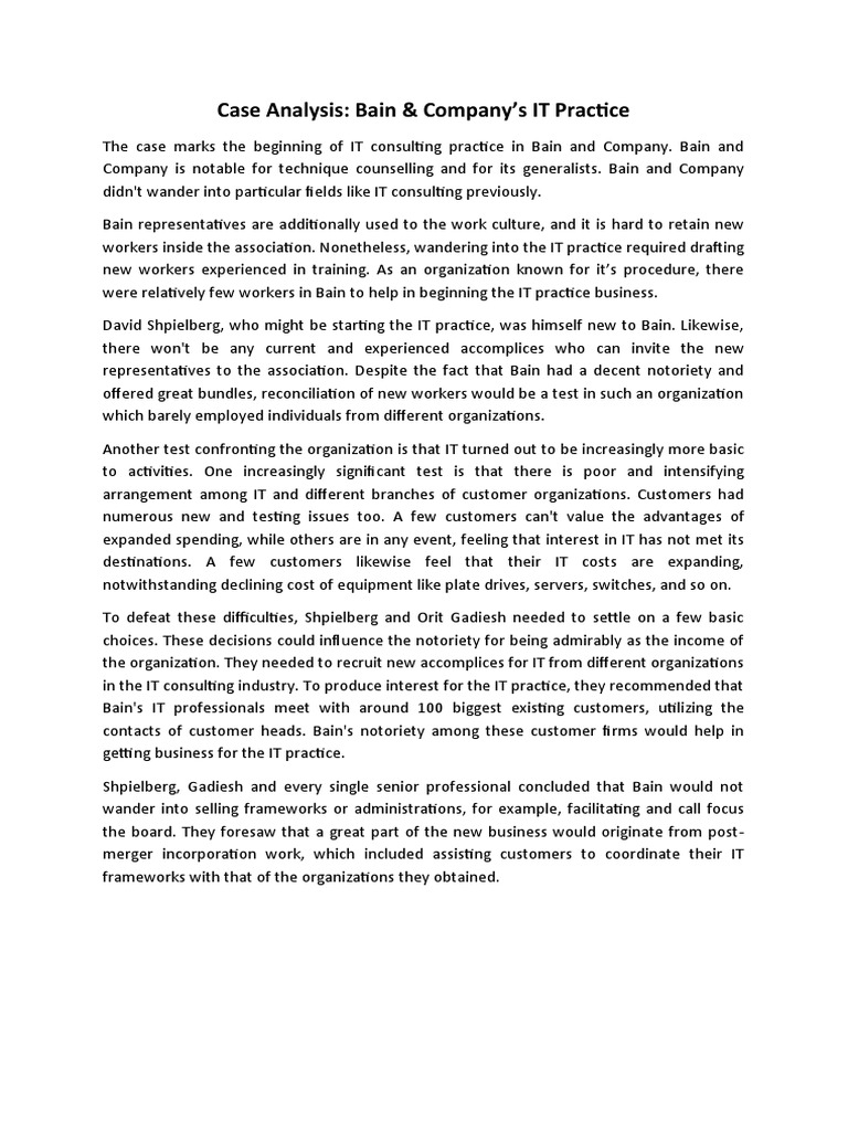 Case Analysis: Bain & Company's IT Practice | Download Free PDF ...
